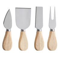 China Oak Handle Stainless Steel Cheese Knife Set Kitchen Cake Knife And Spatula Set for sale