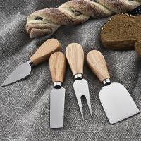 China Oak Handle Stainless Steel Cheese Knife Set Kitchen Cake Knife And Spatula Set for sale