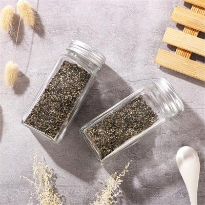 China Square Glass 4 Oz Spice Shakers Salt Pepper Storage Seasoning Shaker With Lid for sale