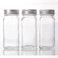 China Square Glass 4 Oz Spice Shakers Salt Pepper Storage Seasoning Shaker With Lid for sale
