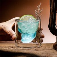 China Skeleton Shaped High Borosilicate Glass Cup Vodka Shot Double Wall Glass Cup for sale