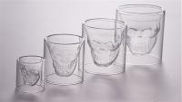 China Skeleton Shaped High Borosilicate Glass Cup Vodka Shot Double Wall Glass Cup for sale