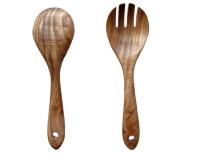 China Log Japanese Wooden Spoon And Fork Acacia Wooden Salad Spoon And Fork Set for sale