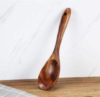 China Solid Acacia Wood Cooking Utensil Set Large Salad Spoon And Fork Set for sale