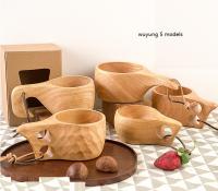 China Camping 200ml 6.83 oz Wooden Drinking Cup Traditional Lightweight Coffee Mug for sale