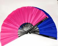 China Colorful Foldable Hand Fans 13 inch Bamboo Plain Hand Held Fabric Fan for sale