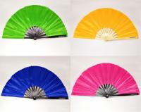 China Colorful Foldable Hand Fans 13 inch Bamboo Plain Hand Held Fabric Fan for sale