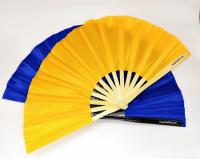 China Colorful Foldable Hand Fans 13 inch Bamboo Plain Hand Held Fabric Fan for sale