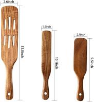 China 13.8 inch Long Kitchen Wooden Utensils Innovative Teak Kitchenaid Mixing Spatula for sale