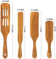 China Customized Kitchenaid Wooden Spatula Salad Mixing Long Handled Teak Wood Cutlery for sale