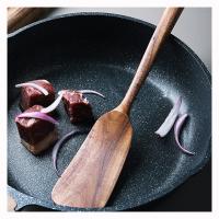 China 33.8cm Teak Solid Kitchen Wooden Utensils Heat Resistant Non Stick Pan Spatula for sale