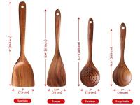 China 4pcs set eco-friendly Natural Teak Kitchen Wooden Utensils customized logo and packaging for sale
