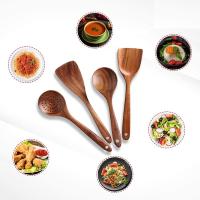 China 4pcs set eco-friendly Natural Teak Kitchen Wooden Utensils customized logo and packaging for sale