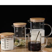 China Microwave Oven Borosilicate Glass Tea Cups 350ml 500ml 1000ml With Bamboo Lid for sale