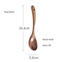China Handmade 26CM Kitchen Wooden Utensils / Acacia Wood Salad Servers for sale
