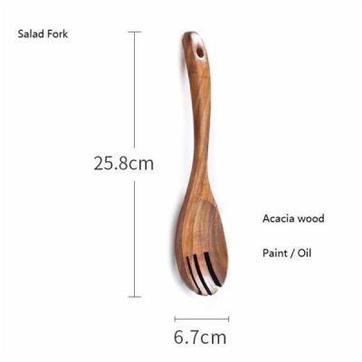 China Handmade 26CM Kitchen Wooden Utensils / Acacia Wood Salad Servers for sale