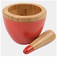 China Kitchen Bamboo Mortar And Pestle Multi Color Pepper Ginger Garlic Masher Bowl for sale