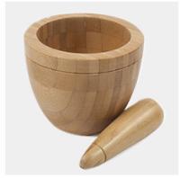 China Kitchen Bamboo Mortar And Pestle Multi Color Pepper Ginger Garlic Masher Bowl for sale