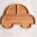 China Cartoon Wooden Serving Plates Children Food Supplement Divided Dinner Plate for sale