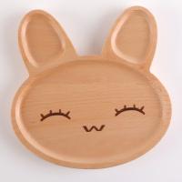 China Cartoon Wooden Serving Plates Children Food Supplement Divided Dinner Plate for sale