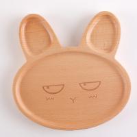 China Cartoon Wooden Serving Plates Children Food Supplement Divided Dinner Plate for sale