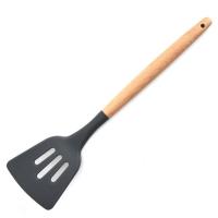 China 17 Piece Wooden Handle Silicone Spatula Set Printed LOGO For Cooking for sale