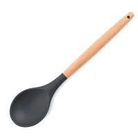 China 17 Piece Wooden Handle Silicone Spatula Set Printed LOGO For Cooking for sale