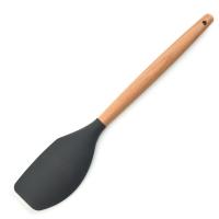 China 17 Piece Wooden Handle Silicone Spatula Set Printed LOGO For Cooking for sale