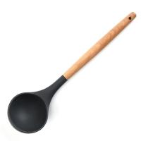 China 17 Piece Wooden Handle Silicone Spatula Set Printed LOGO For Cooking for sale