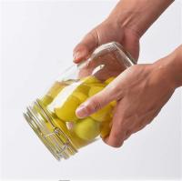 China Square Round Clear Glass Container 450ml 800ml 2200ml With Airtight Lid for sale