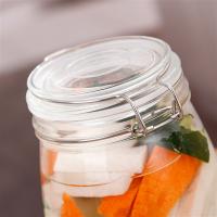 China Square Round Clear Glass Container 450ml 800ml 2200ml With Airtight Lid for sale