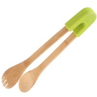 China Vegetable 20cm 25cm Wooden Cooking Utensils Bamboo Baking Bread Pastry Serving Tongs for sale
