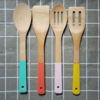 China Natural Kitchenaid Bamboo Spatula 30cm Length Long Handle Cooking Utensils for sale