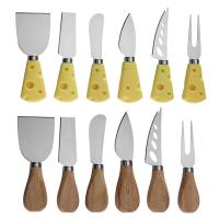 China Stainless Steel Wood Handle Cheese Knives Modern Butter Steak Knife And Fork Set for sale