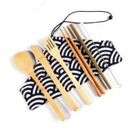 China Kitchen Tableware Set Home Barbecue Bamboo Knives Forks And Spoons cutlery set for sale