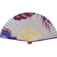China Promotional Rave Fan Bamboo Customized Hand Fans Nylon Fabric For Party for sale