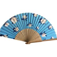 China Promotional Rave Fan Bamboo Customized Hand Fans Nylon Fabric For Party for sale