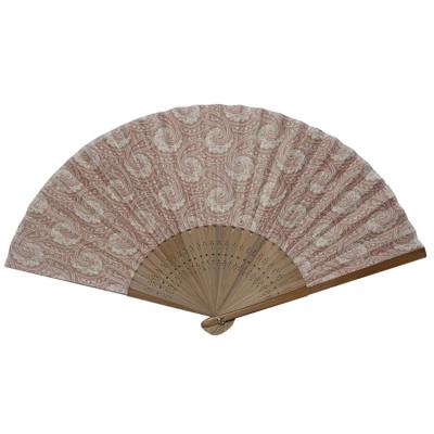 China Party Wedding Gift Spanish Mini Bamboo Silk Fabric Hand Fan Custom Printed Folding for sale