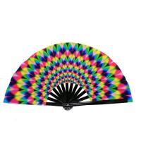 China Women Men Bamboo And Nylon Cloth Folding Hand Fan Festival For Party for sale