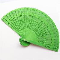 China Lacquered Colorful Sandalwood Hand Fan for Wedding Favors Guests Custom Souvenir for sale