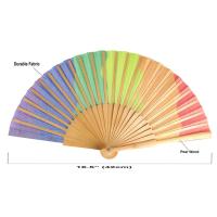 China Spanish Personalised Fancy Cloth Custom Cherry Wood Folding Fan for sale