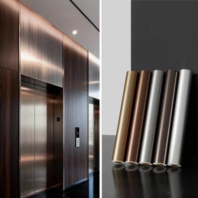 China Self Adhesive Metallic Brushed PVC Decorative Film 0.12mm 500m Roll for Wardrobe Door for sale
