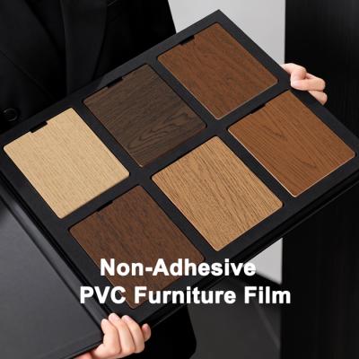 China Non Adhesive PVC Decorative Film 0.2mm Scratch Resistant Waterproof Furniture Foil for sale
