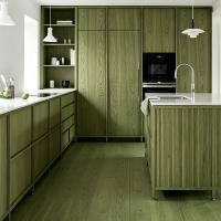 China Olive Green Oak PVC Furniture Vinyl Wrap 3D Embossed Eco Friendly 1220mm Self Adhesive Foil for sale