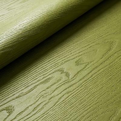 China Olive Green Oak PVC Furniture Vinyl Wrap 3D Embossed Eco Friendly 1220mm Self Adhesive Foil for sale