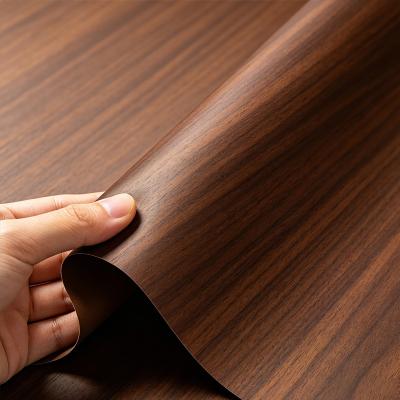 China Matte Dark Brown Walnut Self-Adhesive PVC Furniture Film 1220mm x 50m OEM for sale