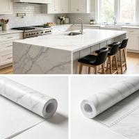 China Carrara White Marble Vinyl Wrap Film 0.13mm High Gloss Waterproof PVC Decorative Film for sale