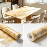 China 0.13-0.5mm Yellow Marble PVC Decorative Film High Gloss Furniture Wrap for sale