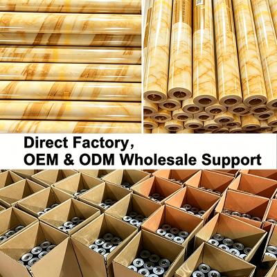 China 0.13-0.5mm Yellow Marble PVC Decorative Film High Gloss Furniture Wrap for sale