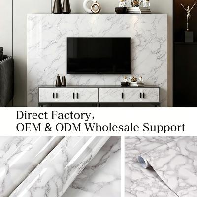 China Glossy Marble PVC Self Adhesive Film Waterproof Furniture Wrap 0.10-0.50mm 1260mm for sale